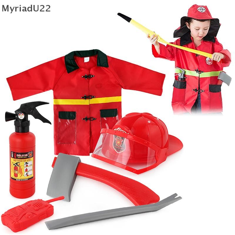 MYR Kids Firefighter Costume Tool Costume Role Play Suit Fireman Dress ...
