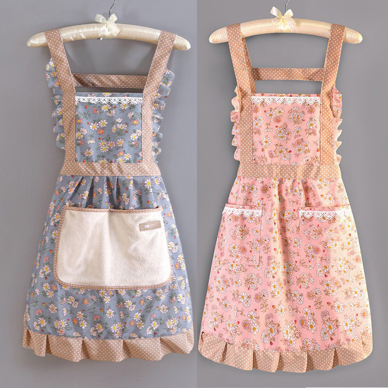 Floral Lace Apron Cute Sleeveless Girl Apron Kitchen Coffee Shop Anti ...