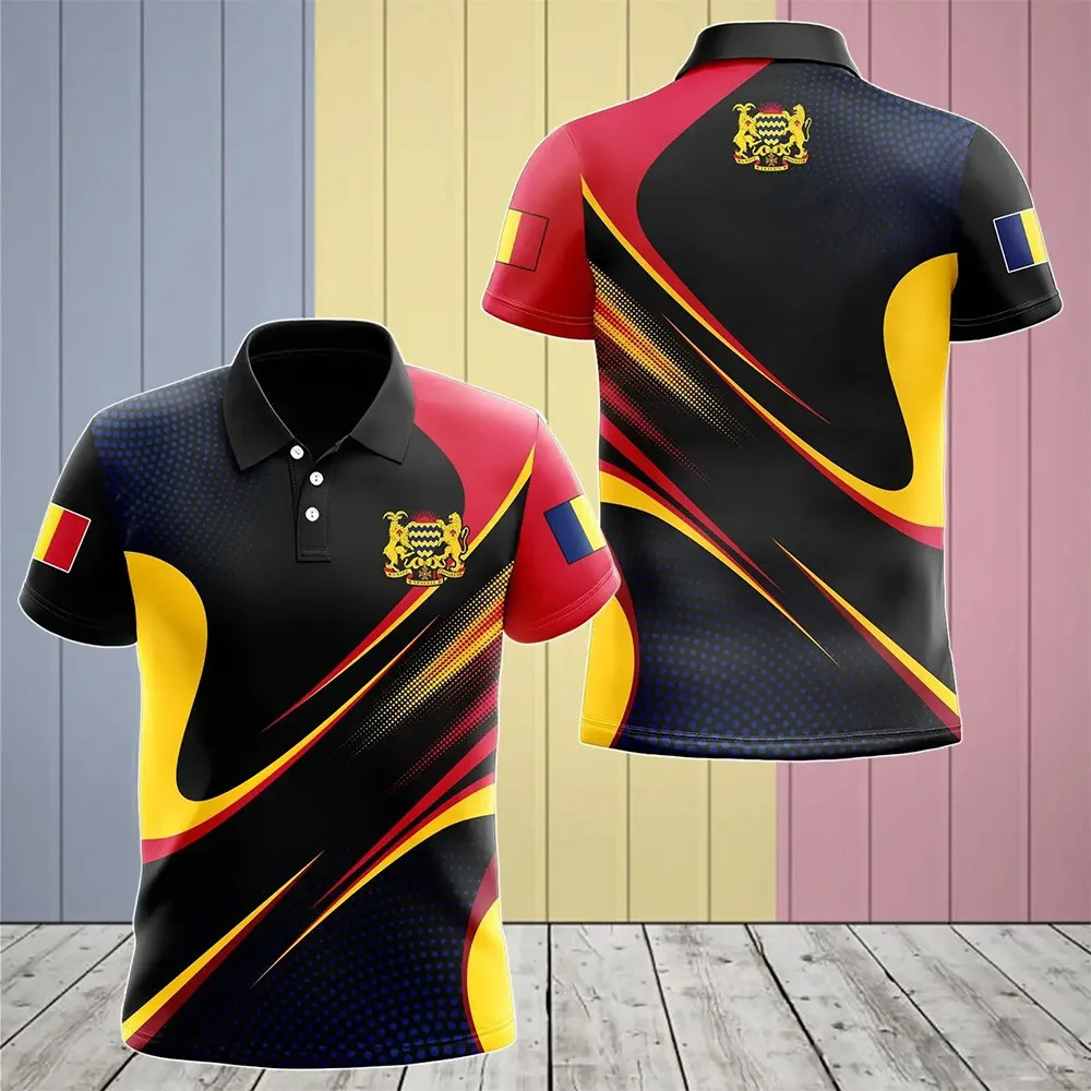 New Chad National Flag Graphic Polo Shirt Chad National Emblem Fashion ...