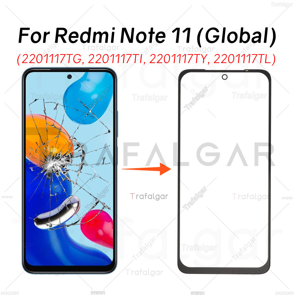 Front Screen Glass For Xiaomi Redmi Note 11 Global Outer Glass Lens+OCA ...