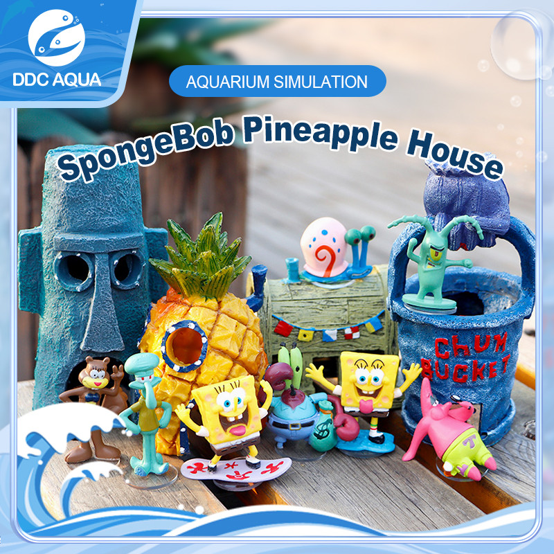 【DDC AQUA】 Mini SpongeBob Fish Tank Aquarium Accessories Pineapple ...