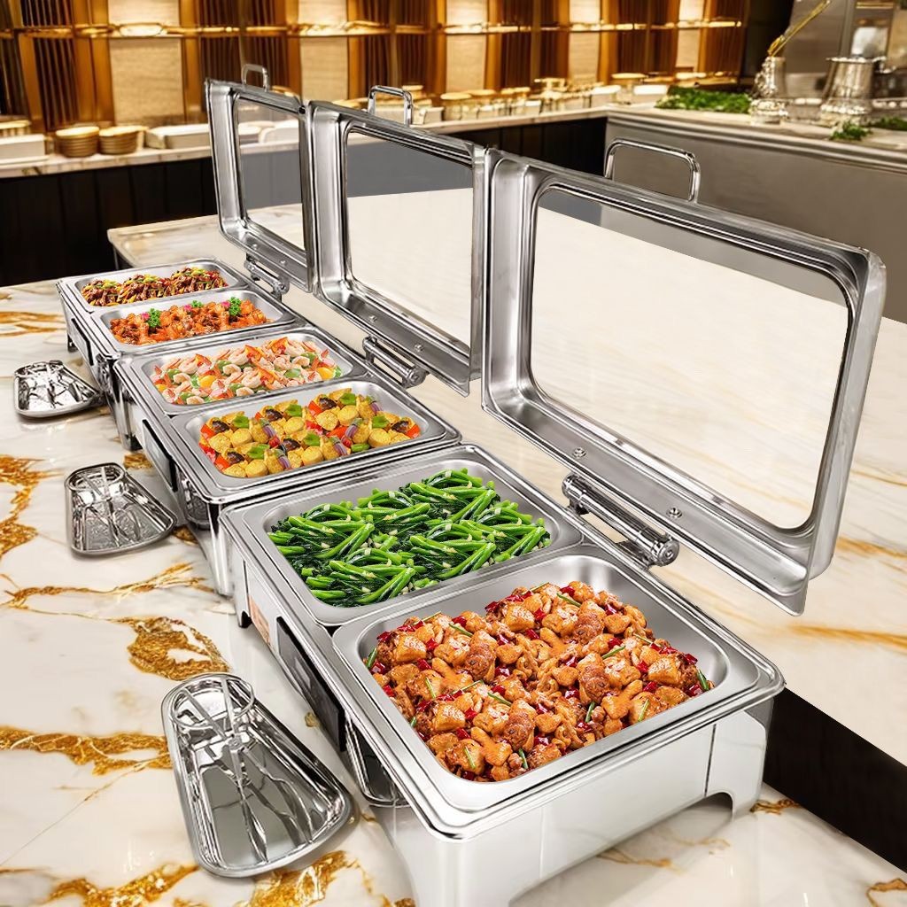 Electric Chafing Dish, Temperature Control Display Stainless Dish Set ...