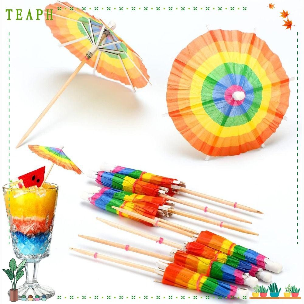 TEAPH Cocktail Umbrell, Disposable Rainbow Shaped Paper Umbrella Pick ...