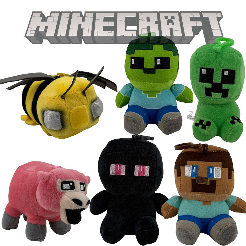 New Minecraft Keychain Creeper Zombie 12CM MC Toys Steve Bee Enderman ...