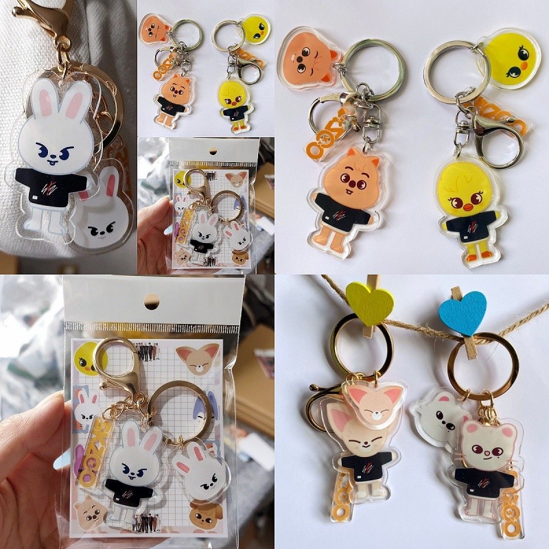 Cartoon Stray Kids Keychain Felix Hanbangchan Leeknow Keyring Pendant ...
