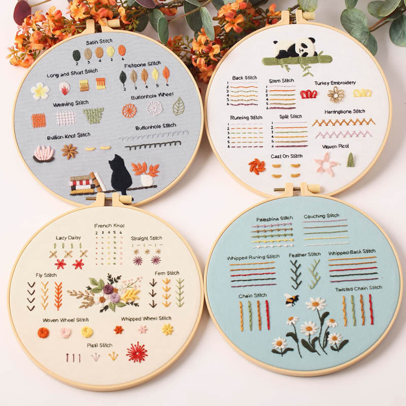 [HEPU] 4 Sets Embroidery Stitches Practice Kit, Embroidery Kit for ...