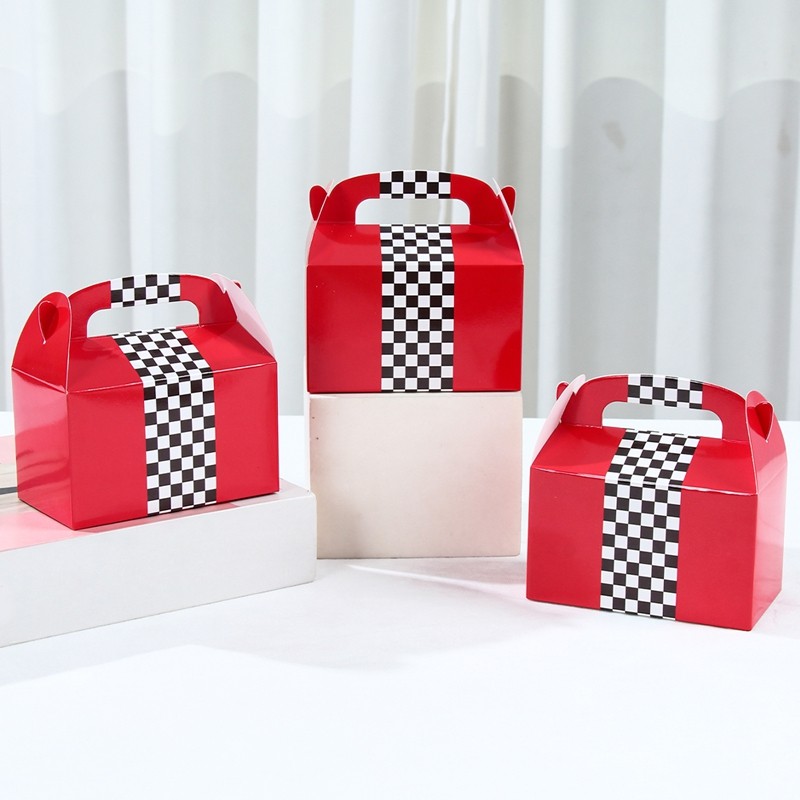 6pcs Race Car Party Gift Box With Handles Loot Box Black White ...