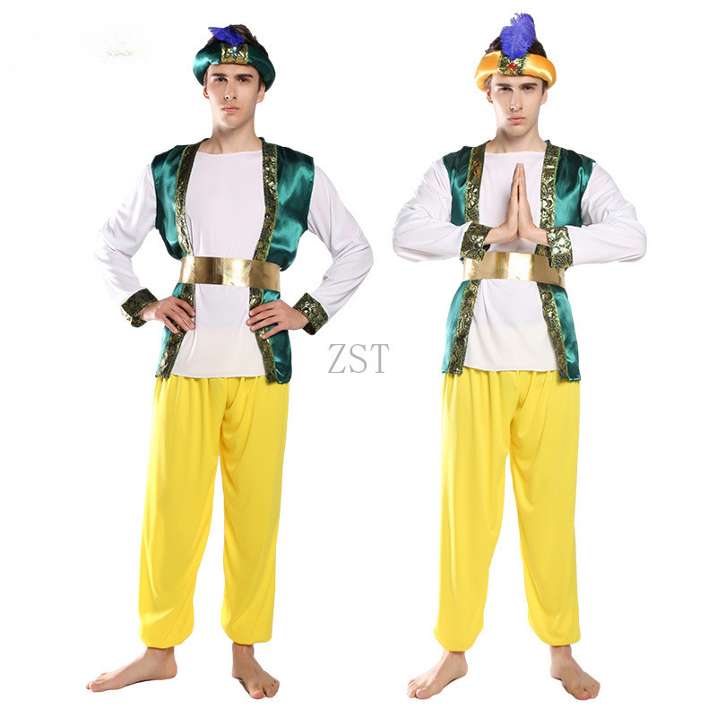 ZST Men Halloween Arabian Fairy Tales Aladdin Prince Cosplay Costume ...
