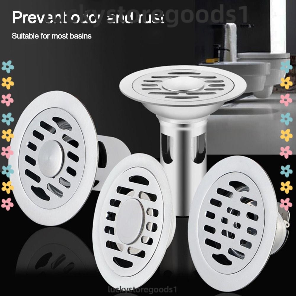 LUCKYSTOREGOODS Shower Floor Drain, with Grid Grate Cover Backflow ...