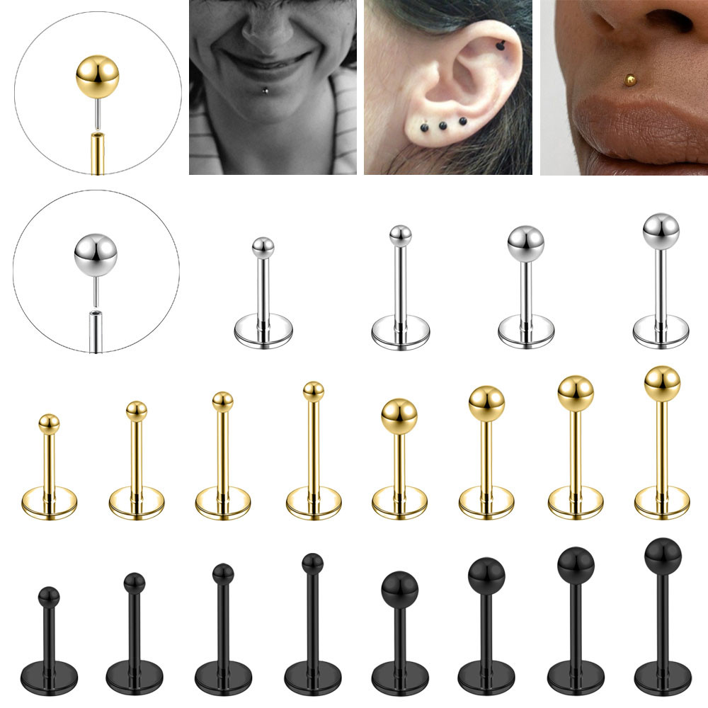 1 PC 18G/20G Stainless Steel Lip Labret Stud Piercing Push-in Style Labret Piercing Medusa ...