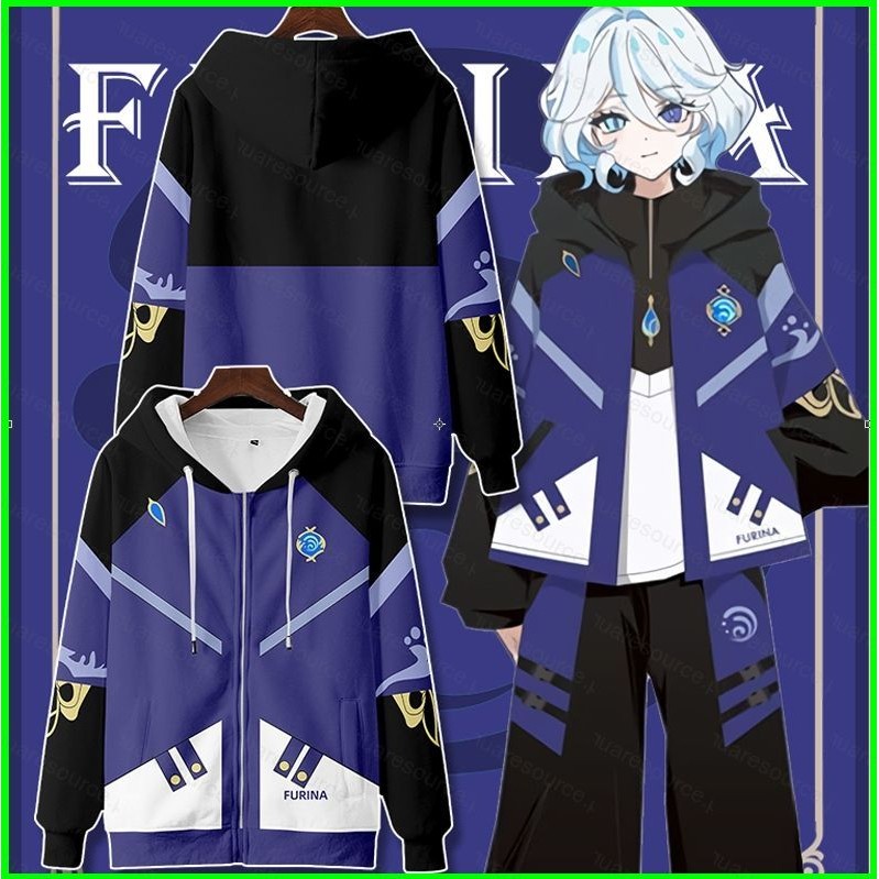 SQA Anime Genshin Impact Jacket Furina Focalors 3D Coat Unisex Cosplay ...
