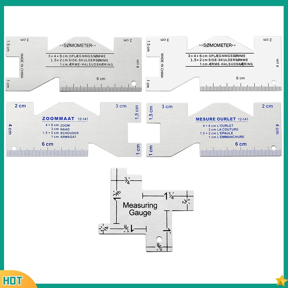 Precision Seam Measuring Gauge Metal Quilting Tailor Ruler Template ...
