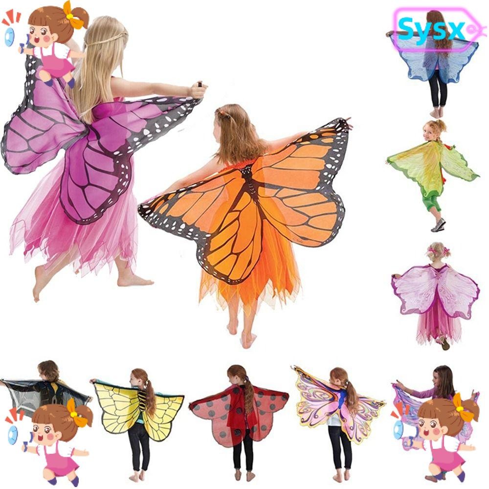 SYSX Butterfly Wings Cape, Chiffon Performance Elf Angel Wings Cloak ...