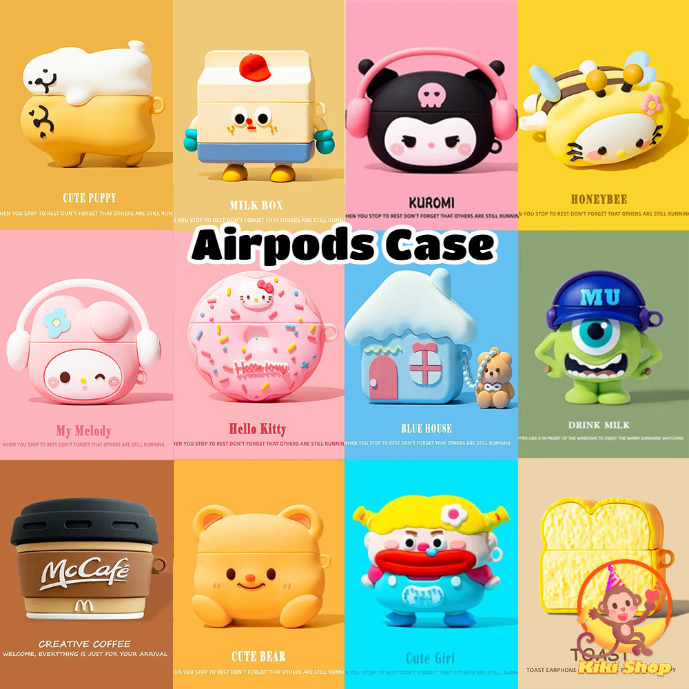 Cute Cartoon Silicone Earphone Case for Airpods 1 2 3 4 Airpod Pro 2 kt ...