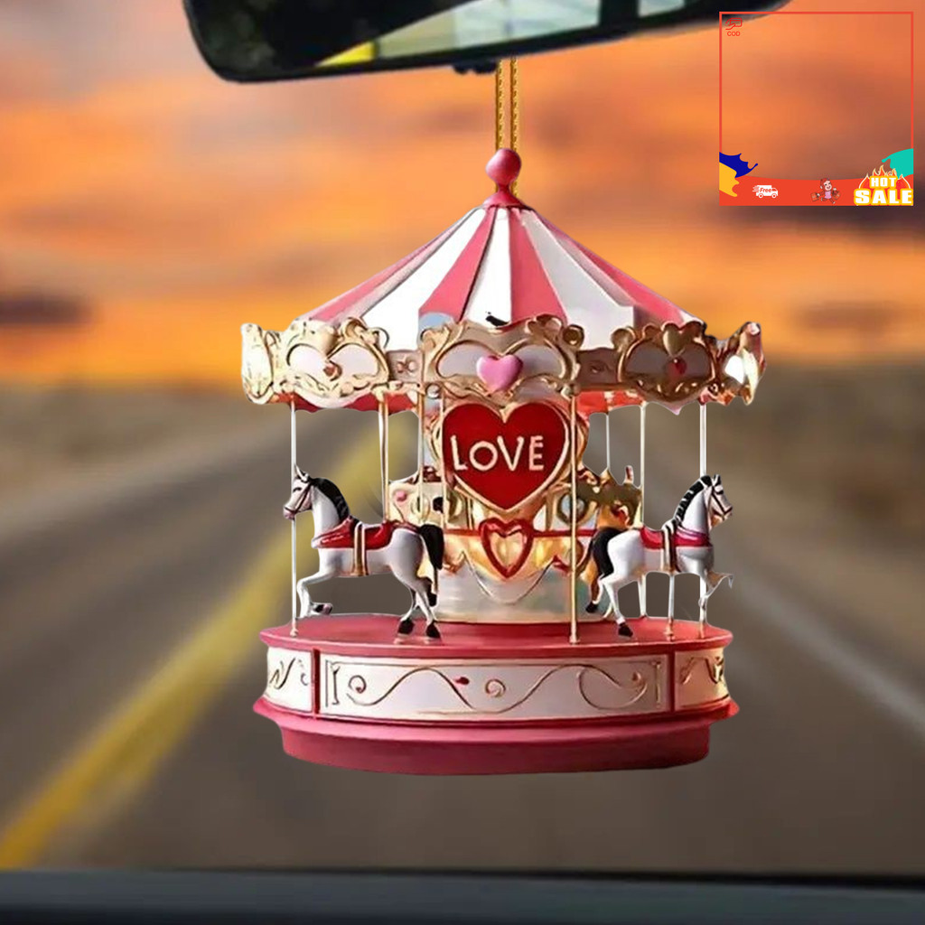 GZM-Carousel Christmas Ornament 2D Flat Acrylic Hanging Carousel ...