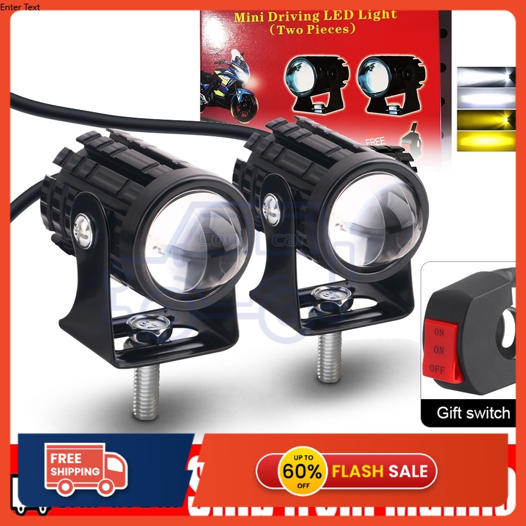 2PCS Motorcycle Mini Driving Light External Spotlight Auxiliary Lamp ...
