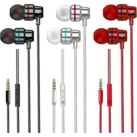 Wired Earbuds with Microphone, Durable in-Ear Earphones Deep Bass Noise ...