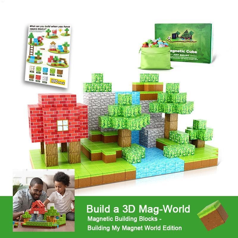 Minecraft Blocks Magnetic Building Cubes Board Game Preschool Sensory ...