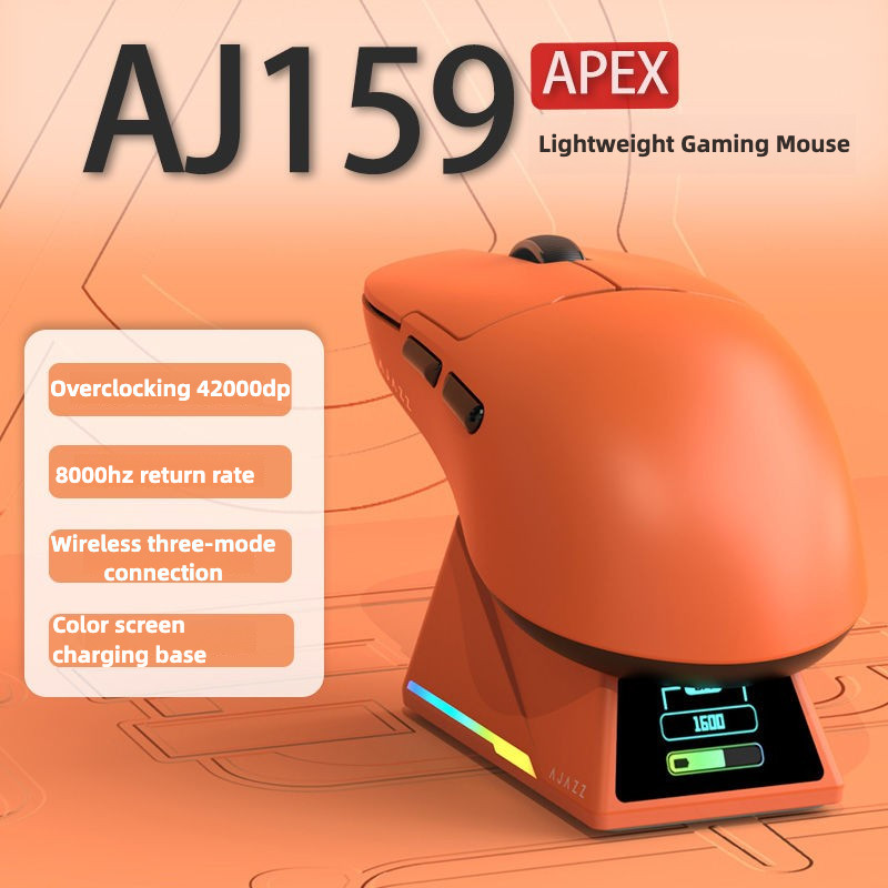 AJAZZ AJ159 Game Mouse Lightweight 8Khz Three-mode Wireless Color Screen Charging Base E-sports ...