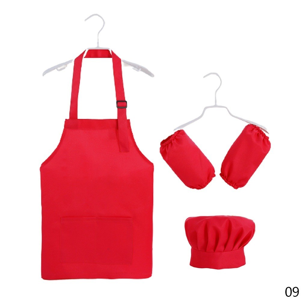 Kids Apron Set Plain Chefs Kindergarten Baby Baking Cooking Painting ...