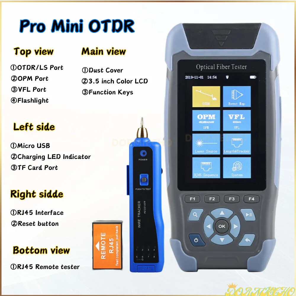 Pro Mini OTDR Fiber Reflectometer 980rev with 9 functions VFL OLS OPM ...