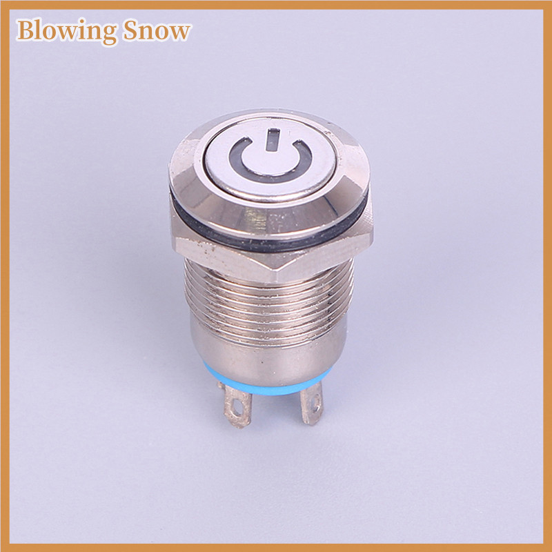 PP+Blowing 12mm 12V Latching Push Button Black Metal LED Power ...