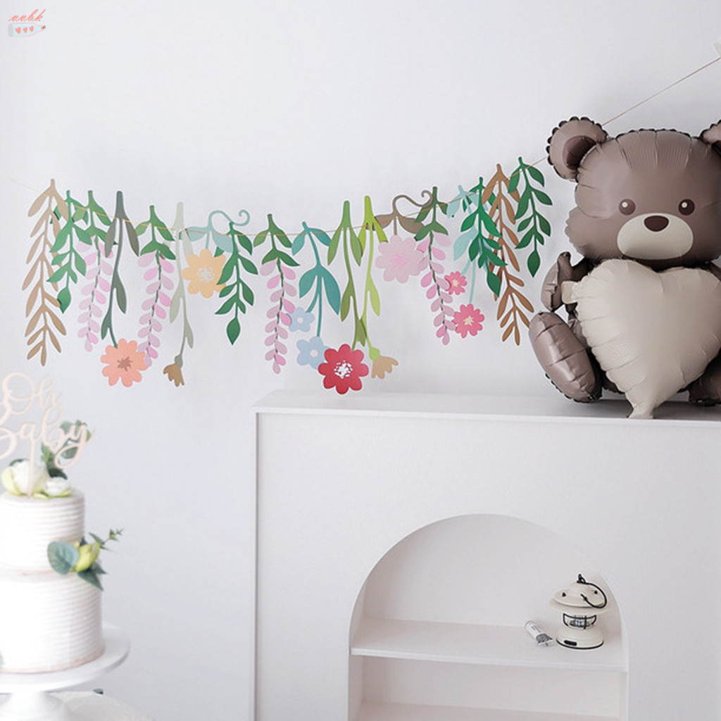 Hanging Spring Banners Double-sided Leaf Floral Paper Backdrop Party ...