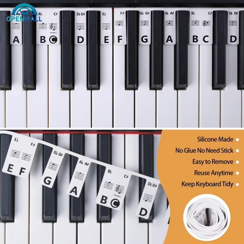 OPENMALL 88/61Keys Reusable Silicone Piano Keyboard Note Labels Guide ...