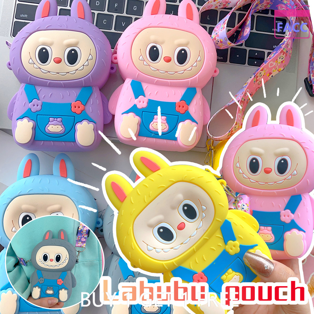Cartoon Labubu Plush Pocket - Portable Rabbit Ear Elf Shoulder Strap ...