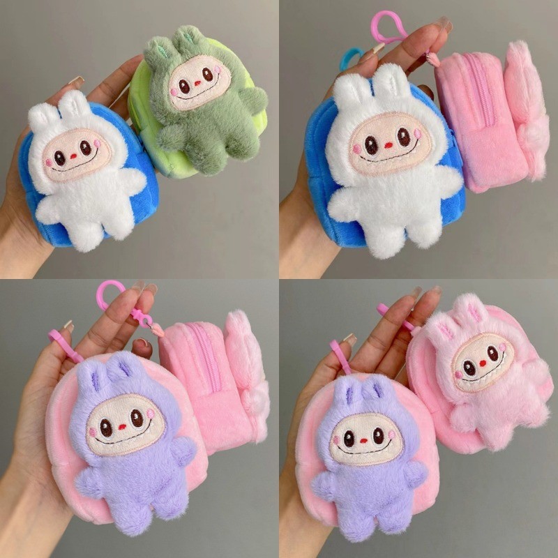 Cute Labubu Coin Purse Soft Plush Zipper Small Wallet for Kids Girls ...