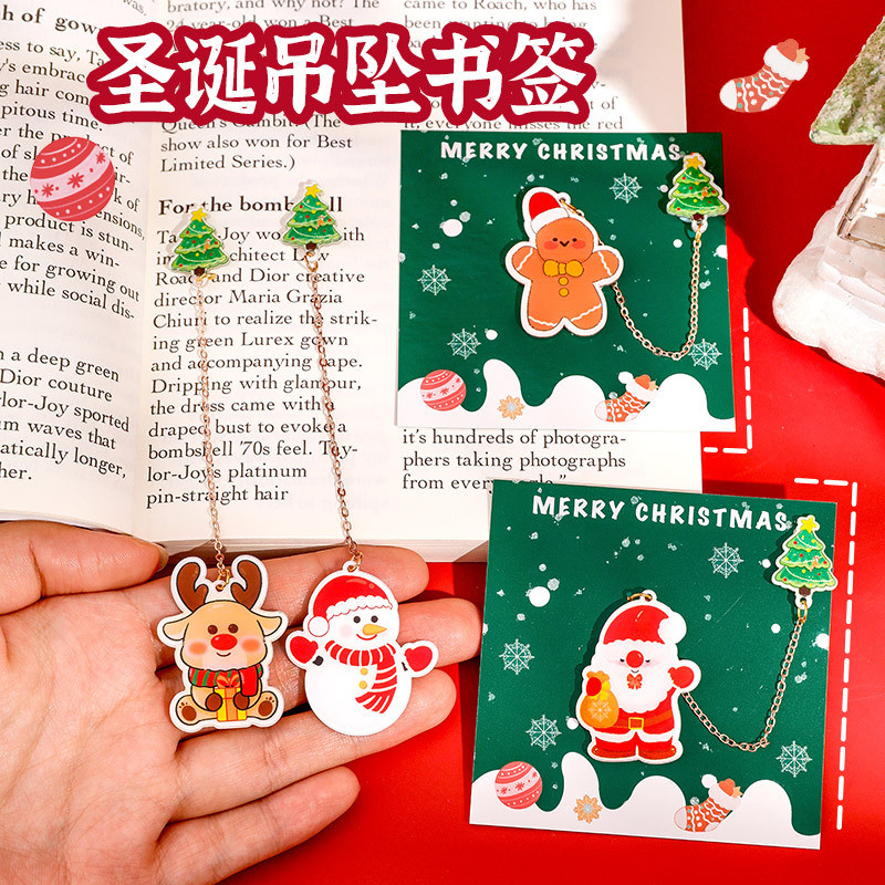 Bookmark For Book Lovers Christmas Reindeer Santa Claus Gingerbread Man ...