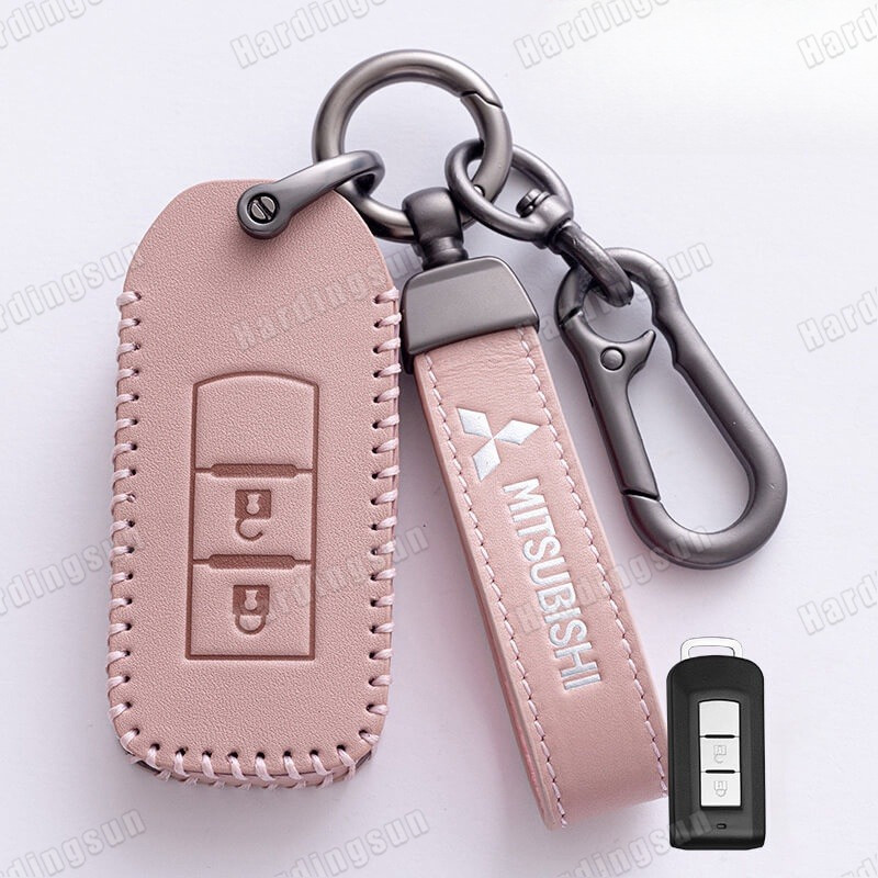 Leather Key Case For Mitsubishi Pajero Sport Mirage Attrage Lancer EX ...