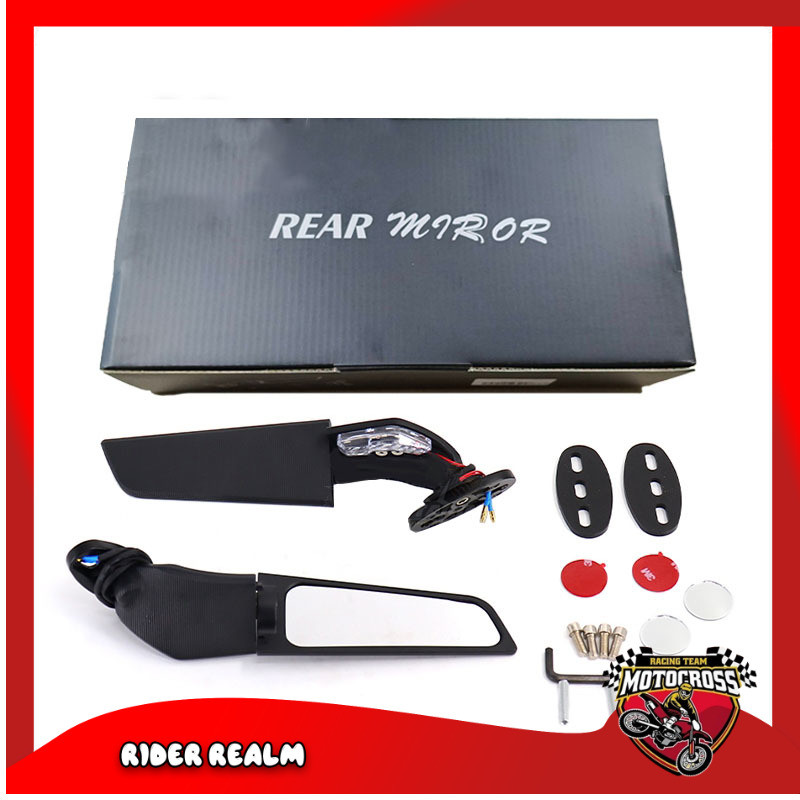 Ninja/R25/Nmax Winglet Rear View Side Mirror With LED Light | Shopee ...