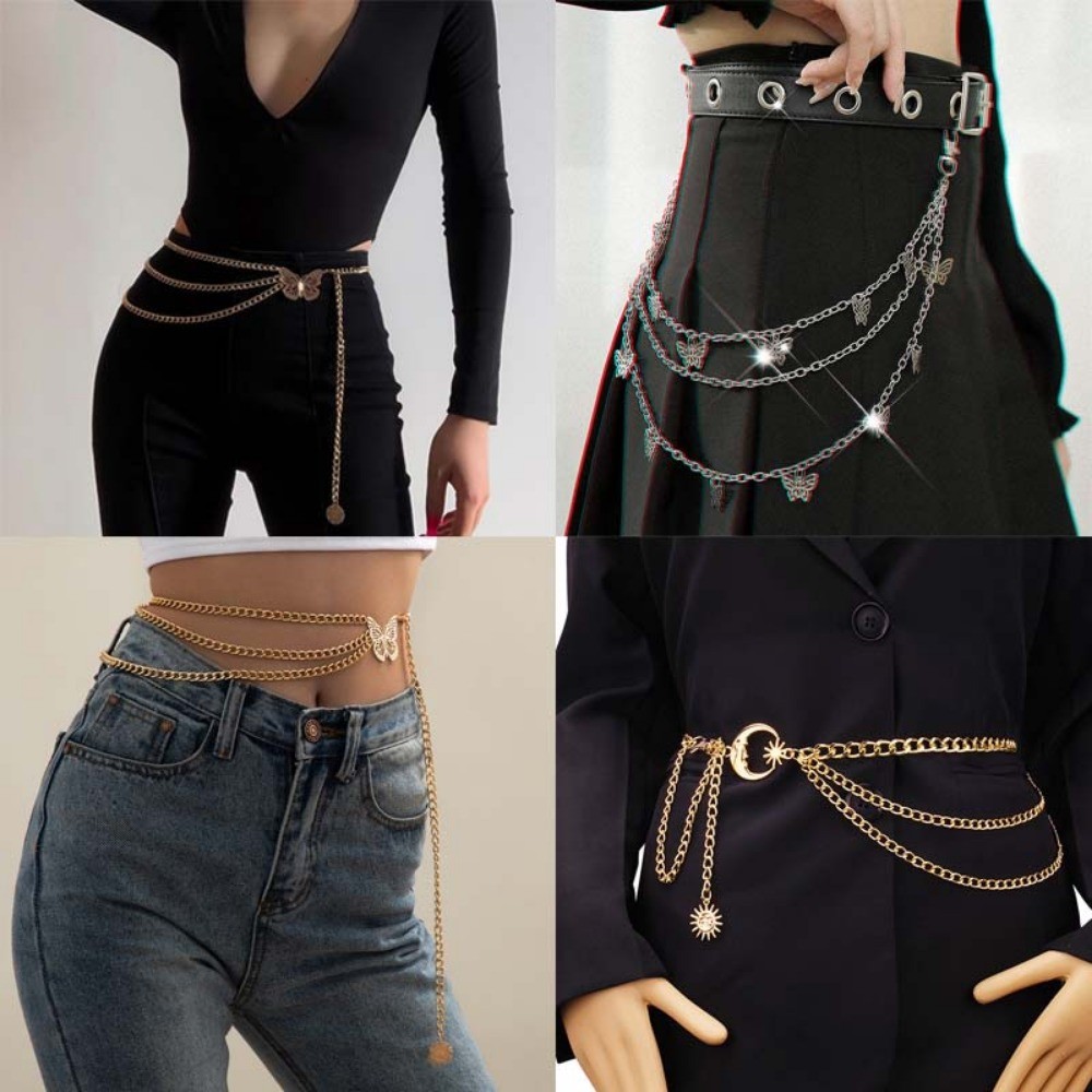 1 Pc Women Waist Chain Belt for Dress Belts Waistbands Gold Silver ...