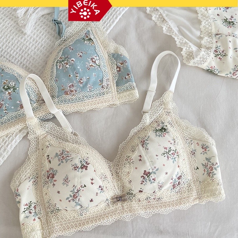 YIBEIKA [Size 32-38] French Wireless Push-Up Bra Adjustable Thin Cup ...