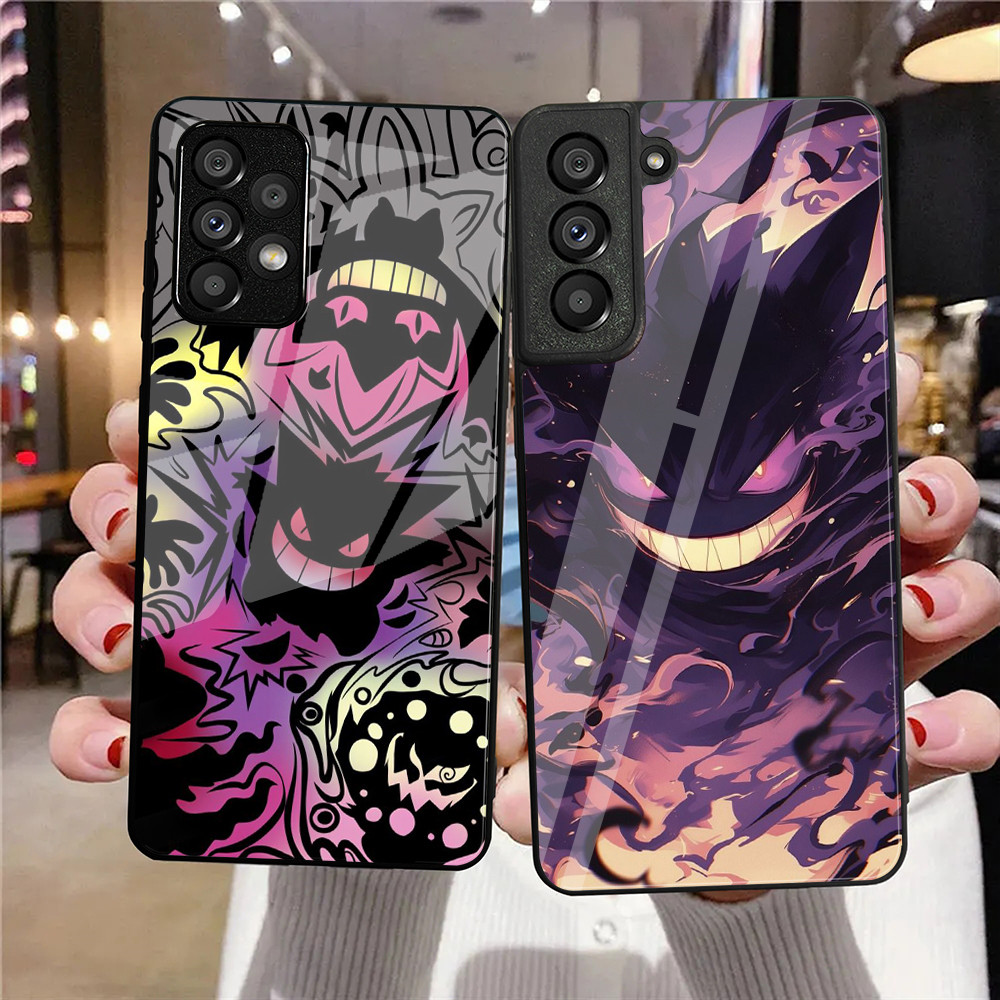 Pokemon Gengar Tempered Glass Phone Case For Samsung Galaxy A10 A14 A16 A25 A35 A22 4G A32 A33 ...