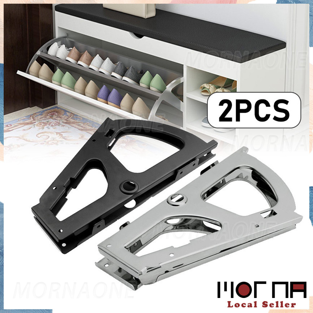 Set of 2 Shoe Cabinet Hinges Steel Shoe Rack Shelf Flip Rack Hardware ...