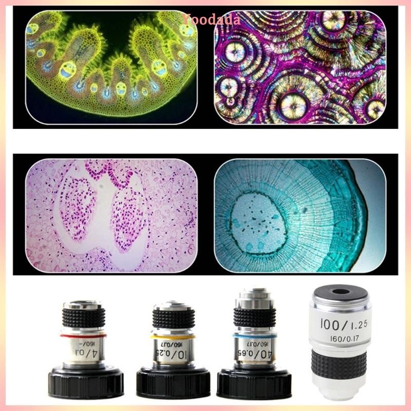 Yoo Microscope 4X 10X 40X 100X Microscope Objective Lens Achromatic ...