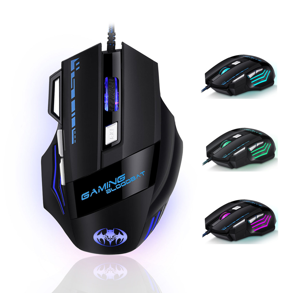 USB Wired Optical Gaming Mouse with Glowing Breathing Light Wireless ...