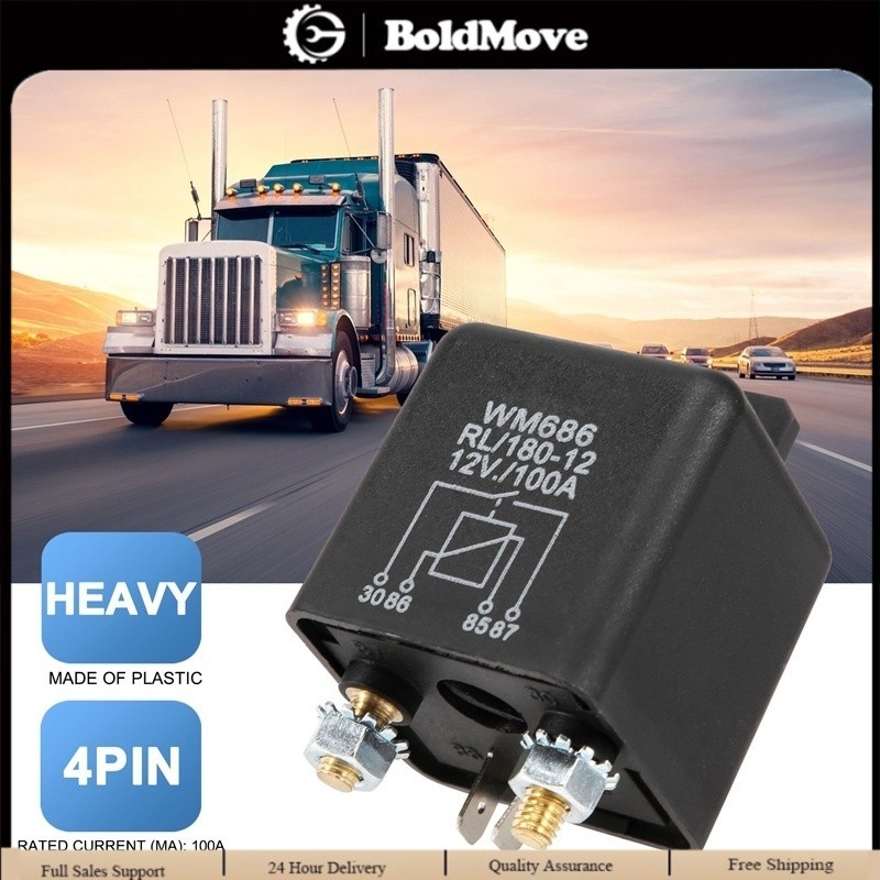 12V 100Amp 4-Pin Heavy Duty ON/OFF Switch Split Charge Relay Black ...