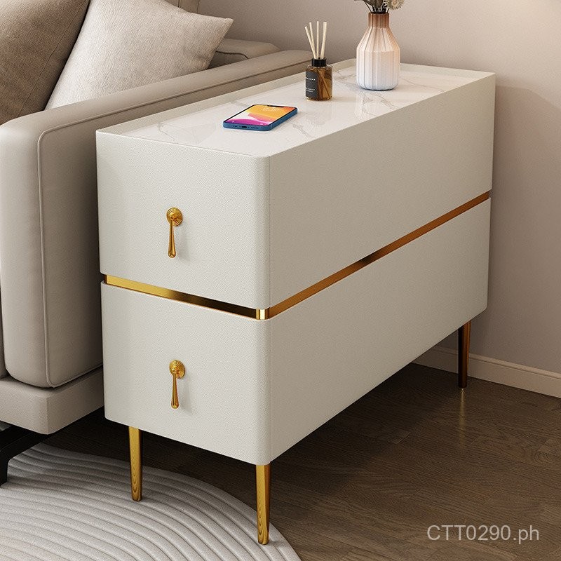 Side Cabinet Solid Wood Side Table Storage Cabinet Simple Side Cabinet Rock Slab Ultra Narrow ...