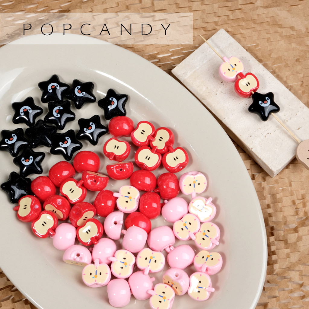 Acrylic Red Apple, Pink Apple, Penguin, and Star Beads for DIY Jewelry ...