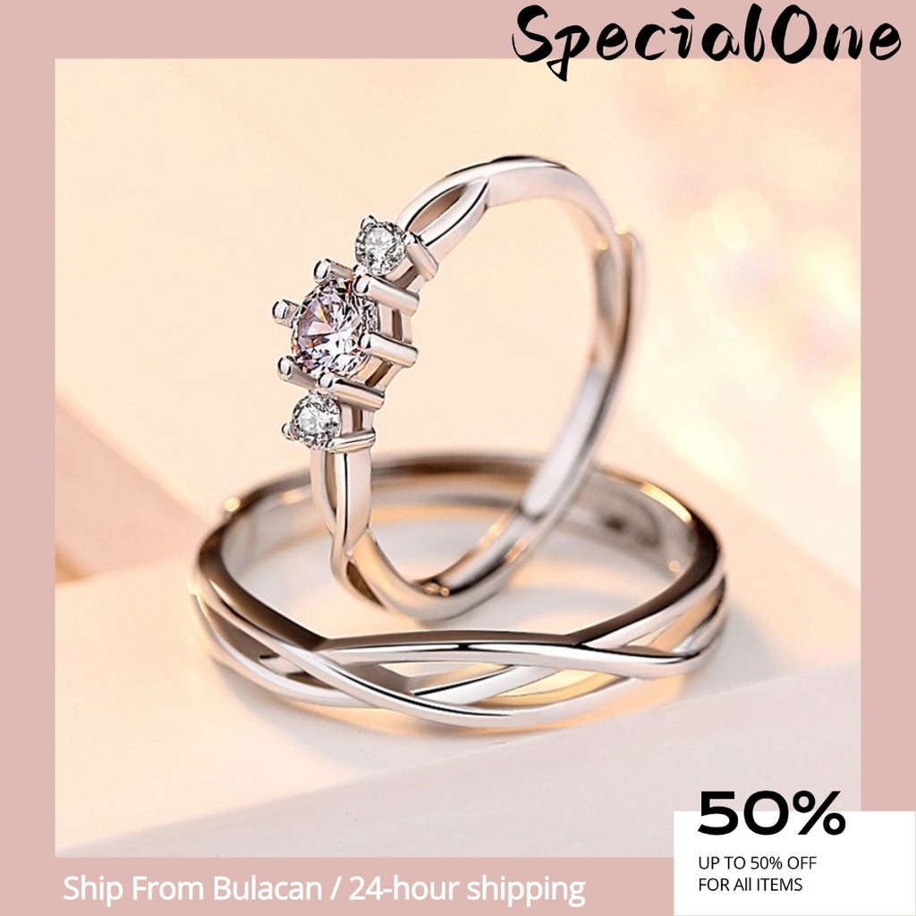 2Pcs Couple Ring Adjustable Ring Promise Ring Couple Finger Ring ...