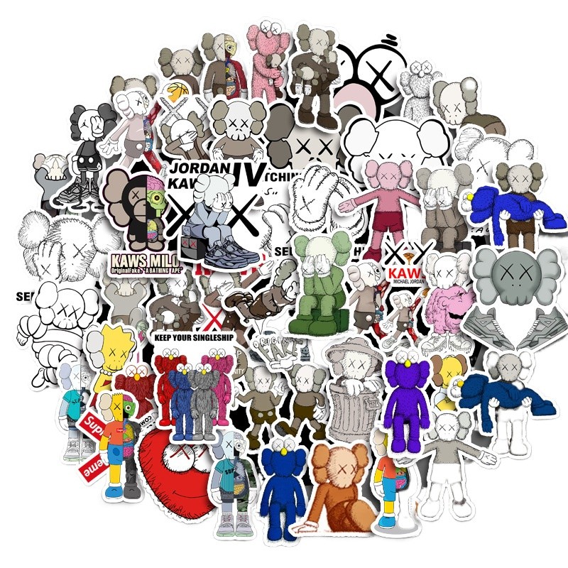 50PCS Cartoon Character Kaws Sesame Graffiti Street Graffiti Stickers ...