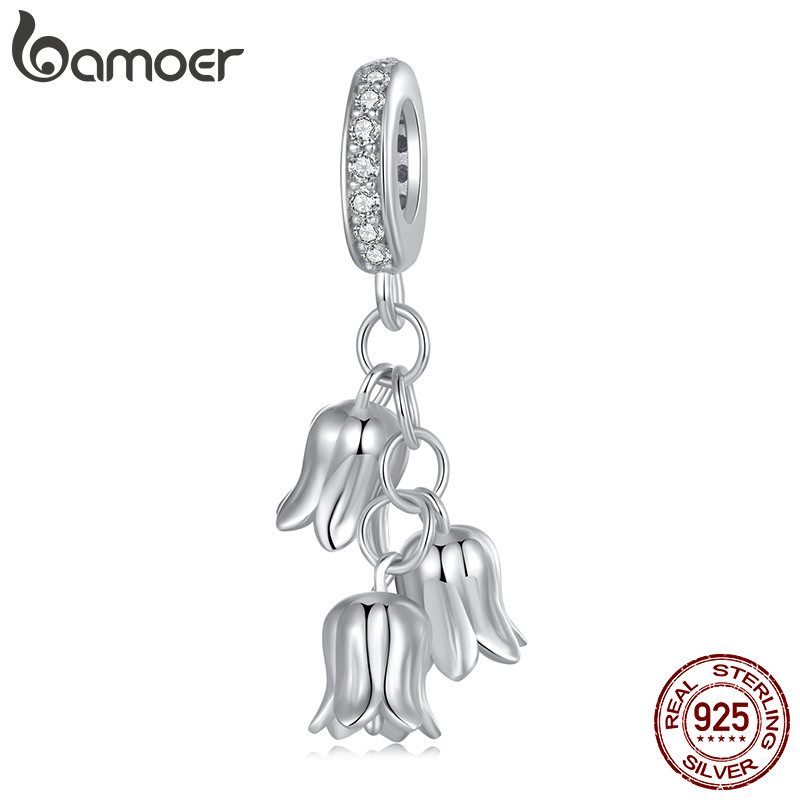 Bamoer 925 Sterling Sliver Pendant Lily of the Valley Flower Charm ...
