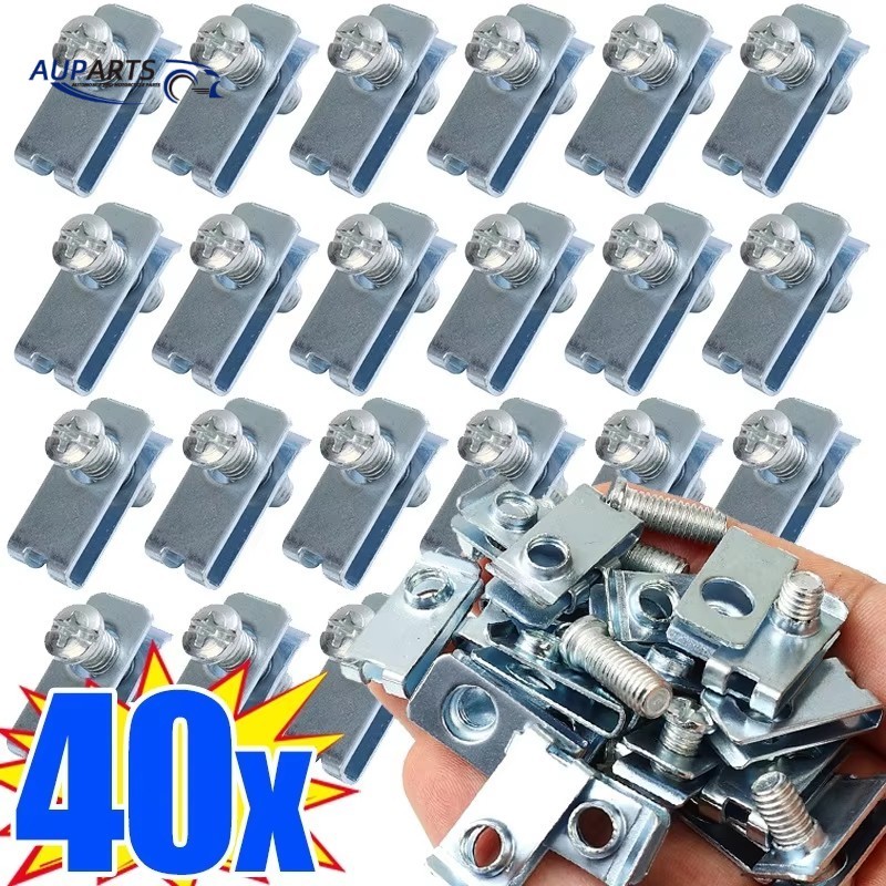 20 Sets U Type Clips Thread Reed Nuts Bolts Screws M6 Engine Cover ...