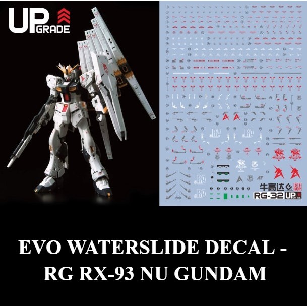 EVO Waterslide Decal - RG 1/144 RX-93 ν Gundam aka Nu Gundam (Fluorescent / HIQ High Quality ...