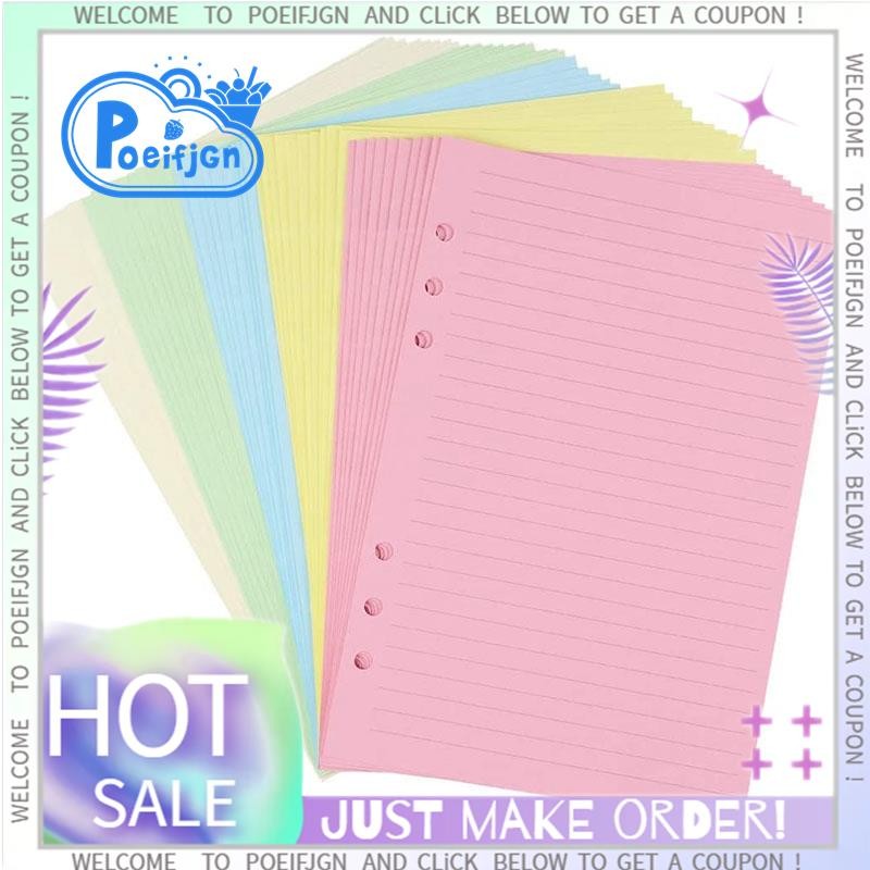 A5 Colorful 6-Hole Punched Ruled Refills Inserts for Organizer Binder ...