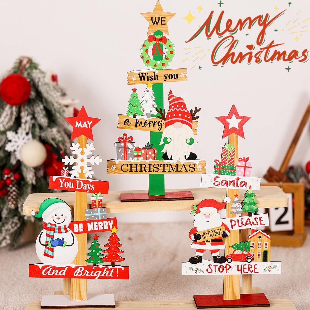 Christmas Wood Sign Plaque Ornaments - Santa Claus Blessing Signs ...