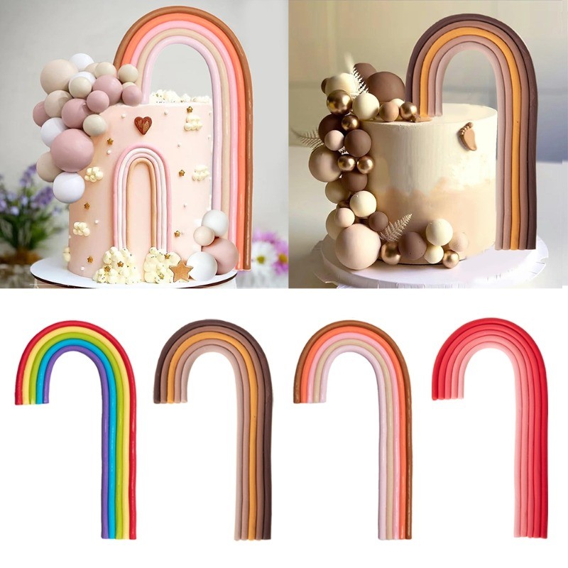 6 Colors Rainbow Cake Topper Decoration for Baby Girl Birthday Party ...